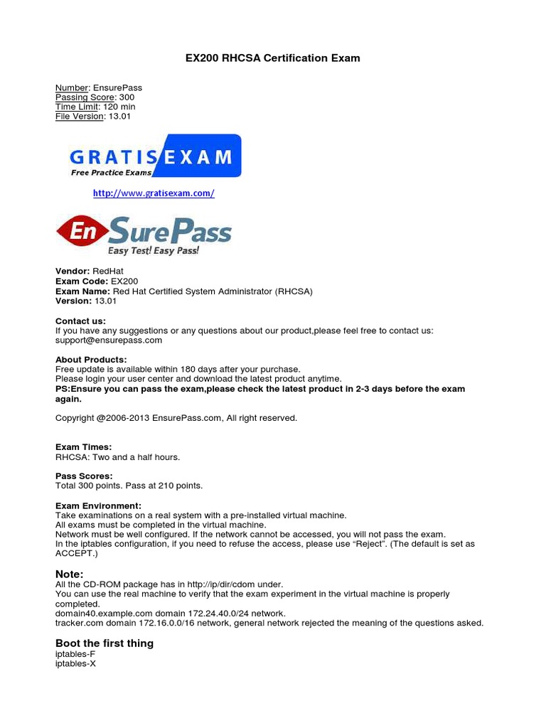 EX200 RHCSA Certification Exam | PDF | Network Architecture | Cyberspace