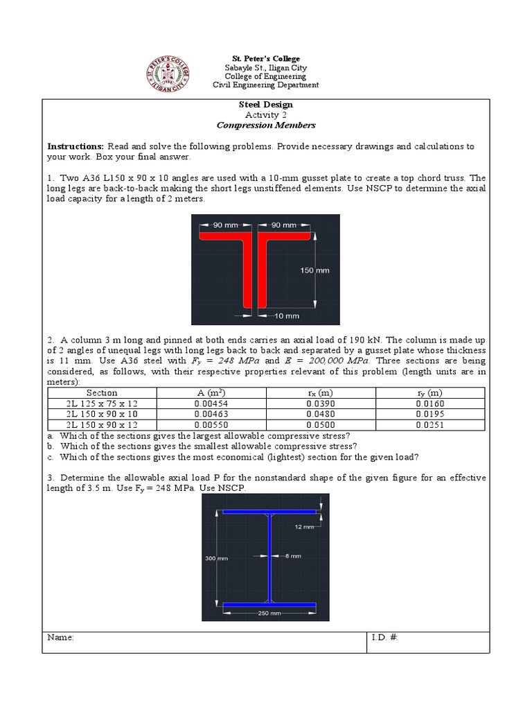 Determining the Axial Load Capacities and Most Economical Sections for ...