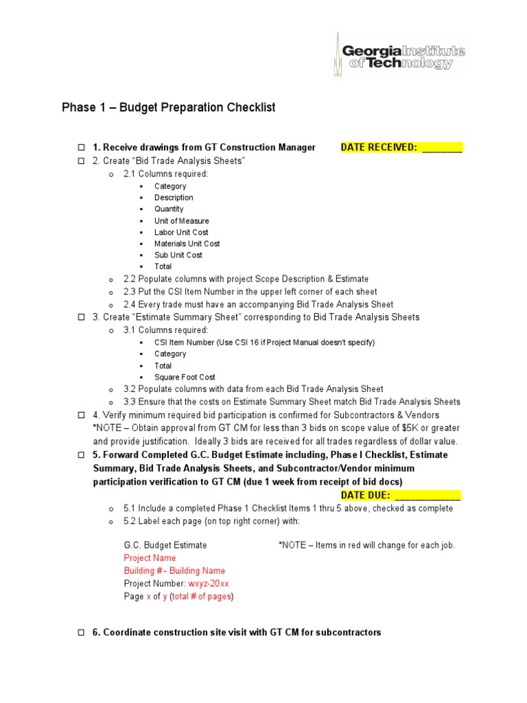 Phase 1 Checklist JD Corrections | PDF | Business