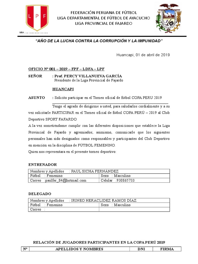 Documento de Liga | PDF | Perú | Deportes