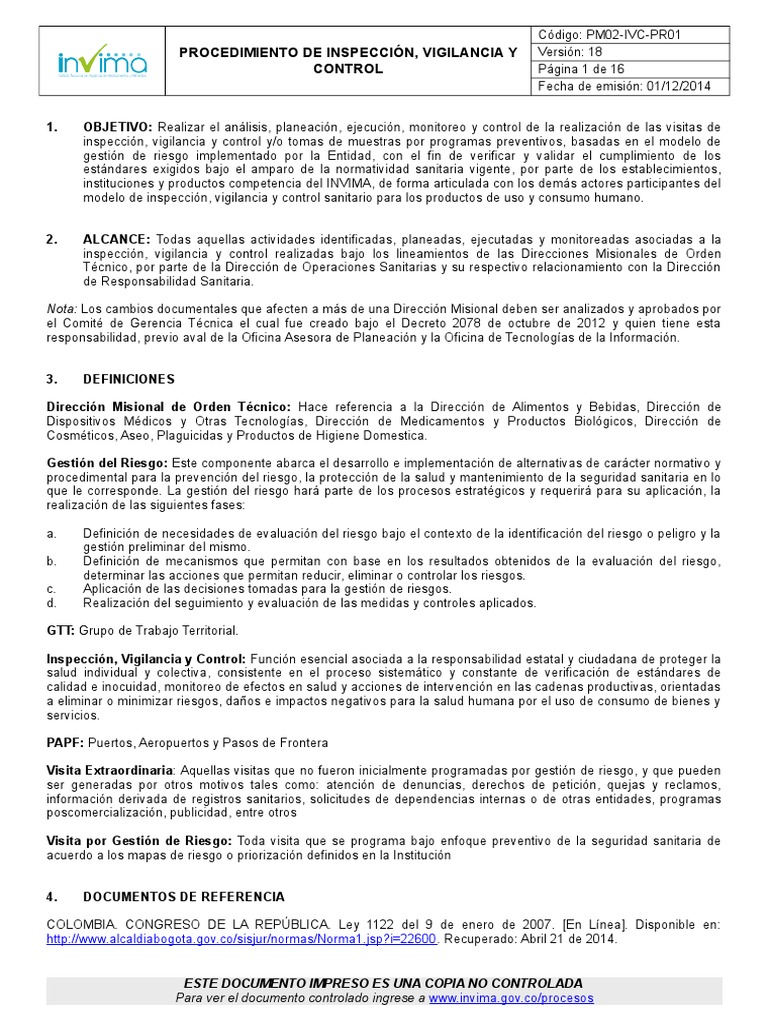 Pm02 Ivc Pr01 v18 Invima | PDF | Planificación | Evaluación