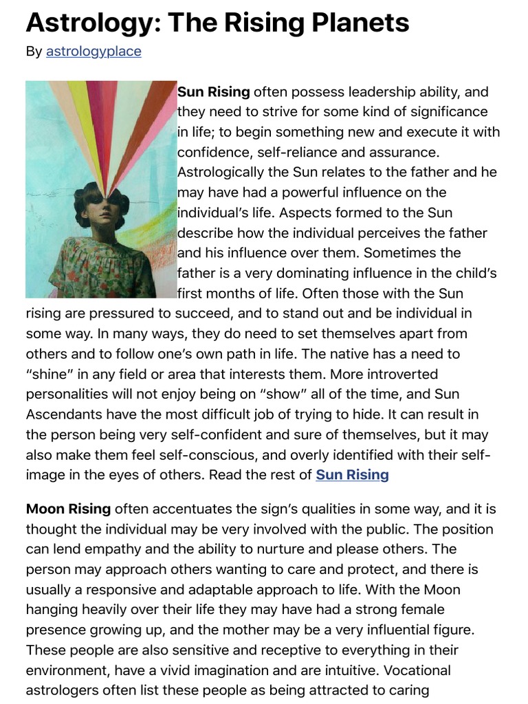 Rising Planets - The Astrology Place | PDF | Planets In Astrology ...