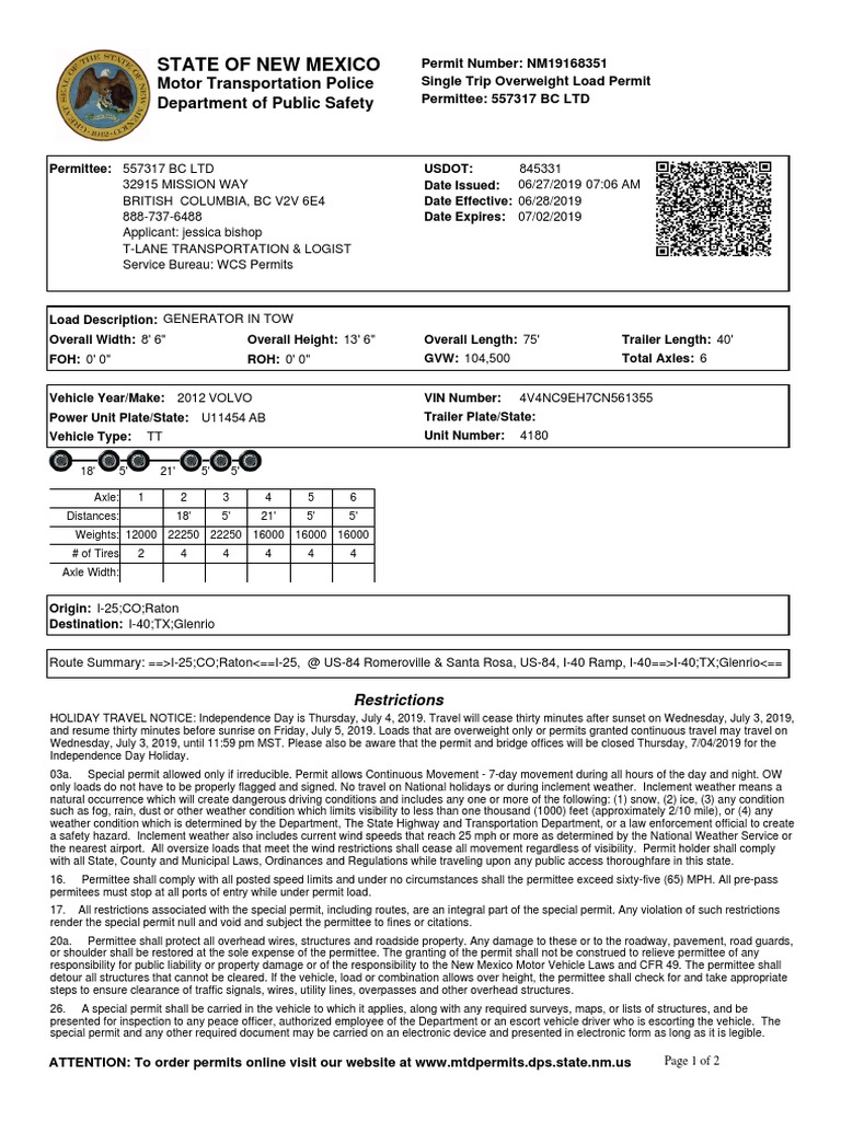 State of New Mexico: Motor Transportation Police Department of Public ...