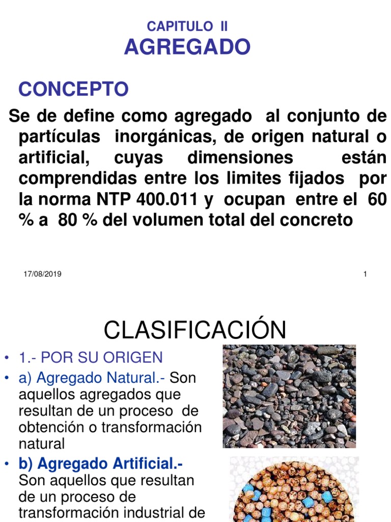 Clasificación de Los Agregados | PDF | Hormigón | Ingeniería de Edificación