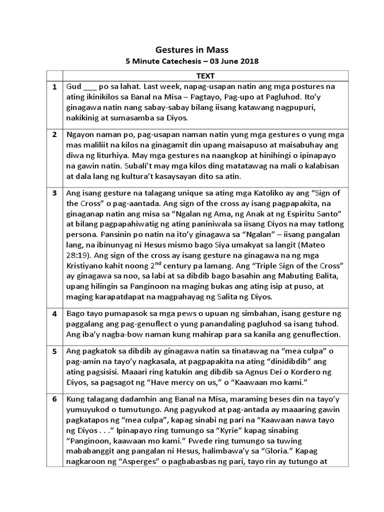 Gestures in Mass | PDF