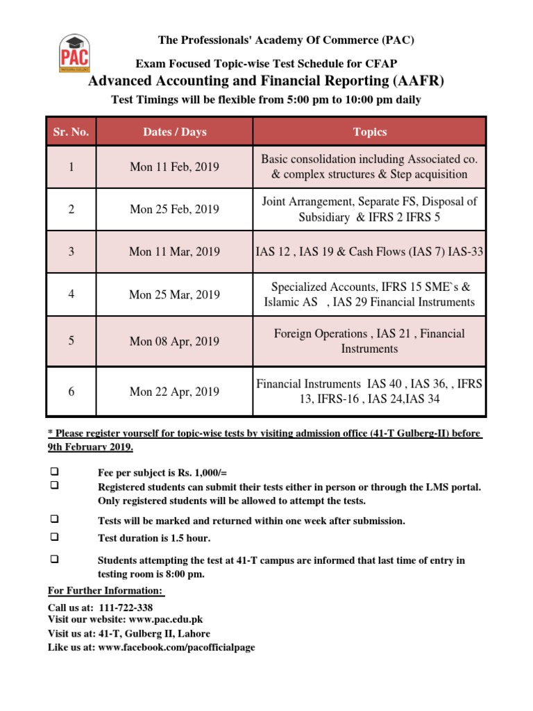 Final CFAP Topic Wise Schedule Summer 2019 | PDF | Futures Contract ...