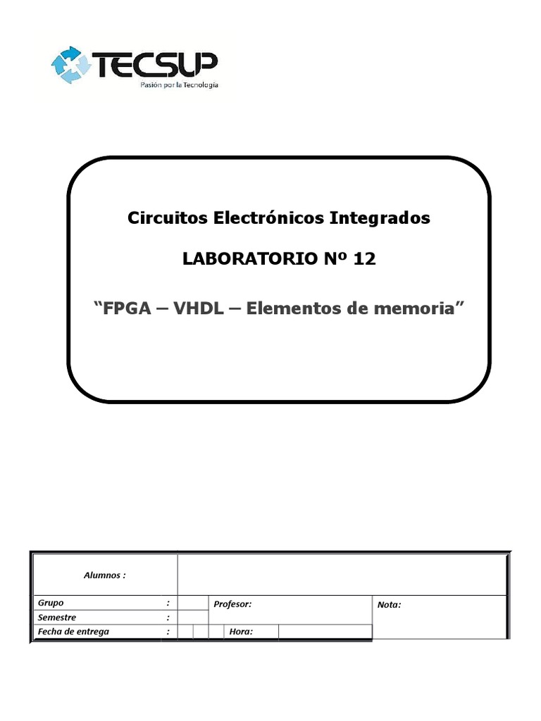 L12 - VHDL Memoria | PDF | Arreglos de compuertas lógicas programables en sitio | Vhdl