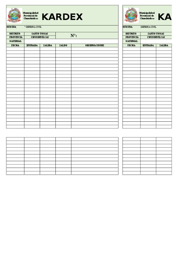 Modelo de Cardex | Naturaleza