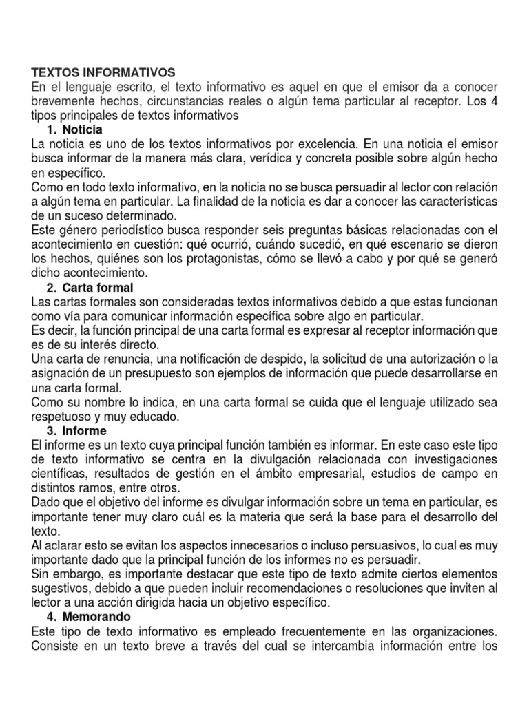 Texto Informativo | PDF | Información | Naturaleza
