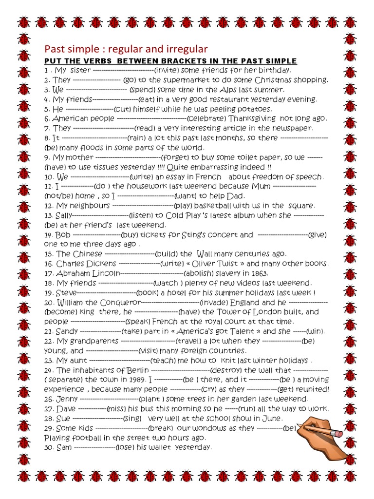 Past Simple Regular and Irregular Grammar Drills 93856 | PDF