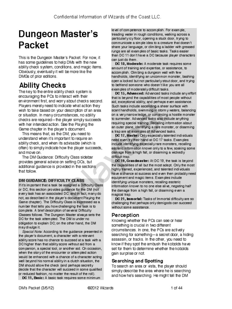 DM Packet - Playtest Cycle 1.5 | PDF | Role Playing Games | Leisure