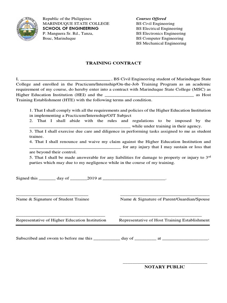 Training Contract For CE | PDF | Common Law | Government Information