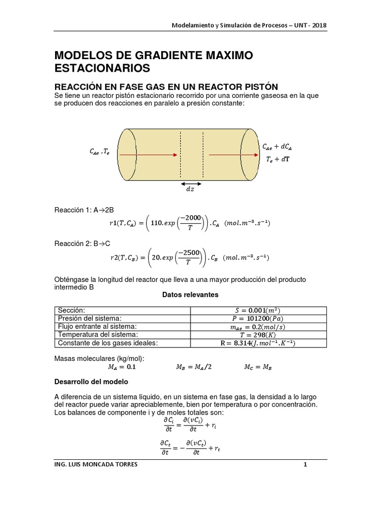 12 Modelos de Gradiente Máximo Estacionarios II | PDF | Reactor Quimico ...