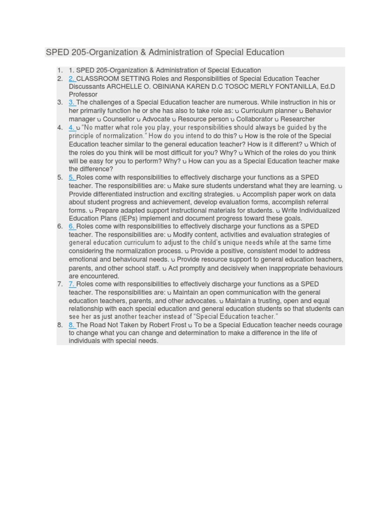 SPED 205-Organization & Administration of Special Education | PDF ...