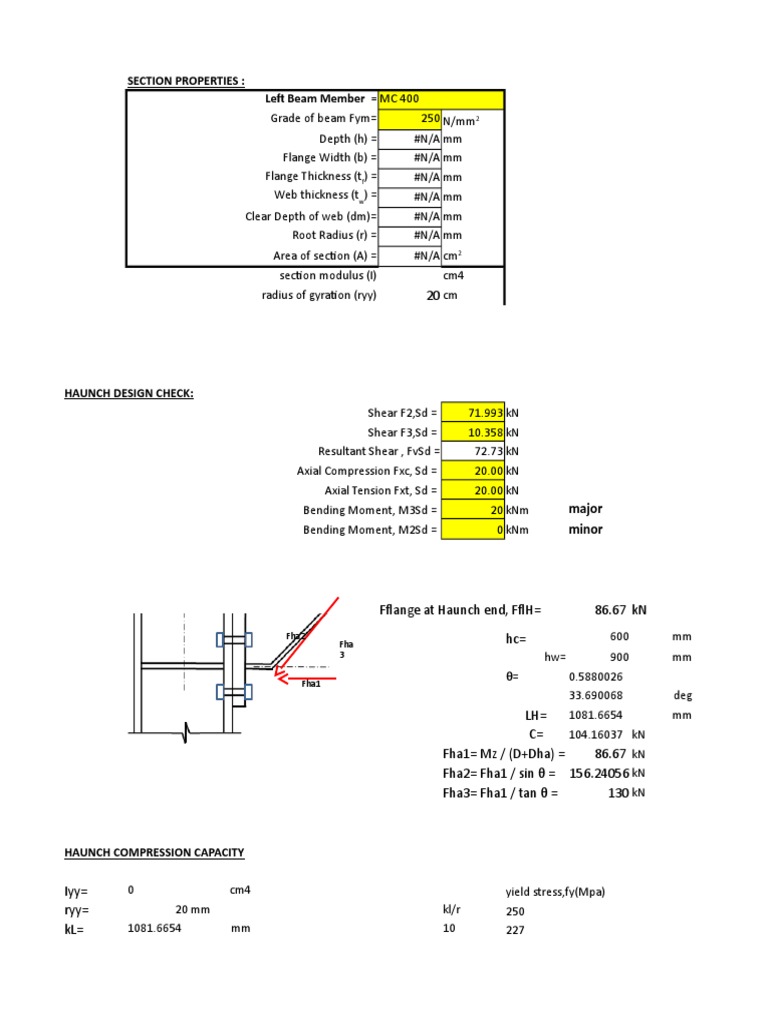 Section Properties: Left Beam Member MC 400: Major Minor | PDF ...