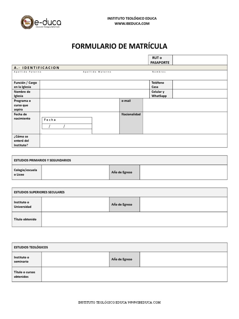 Prototipo de Formulario de Matriculas | PDF