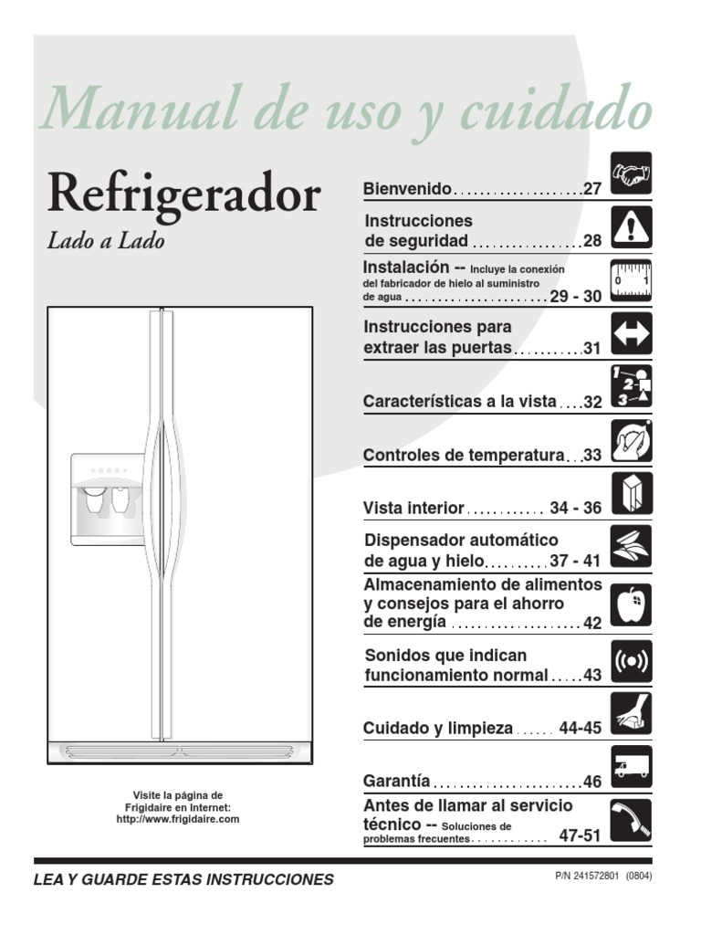Manual de Usuario Refrigerador Frigidaire | PDF | Refrigerador | Carne