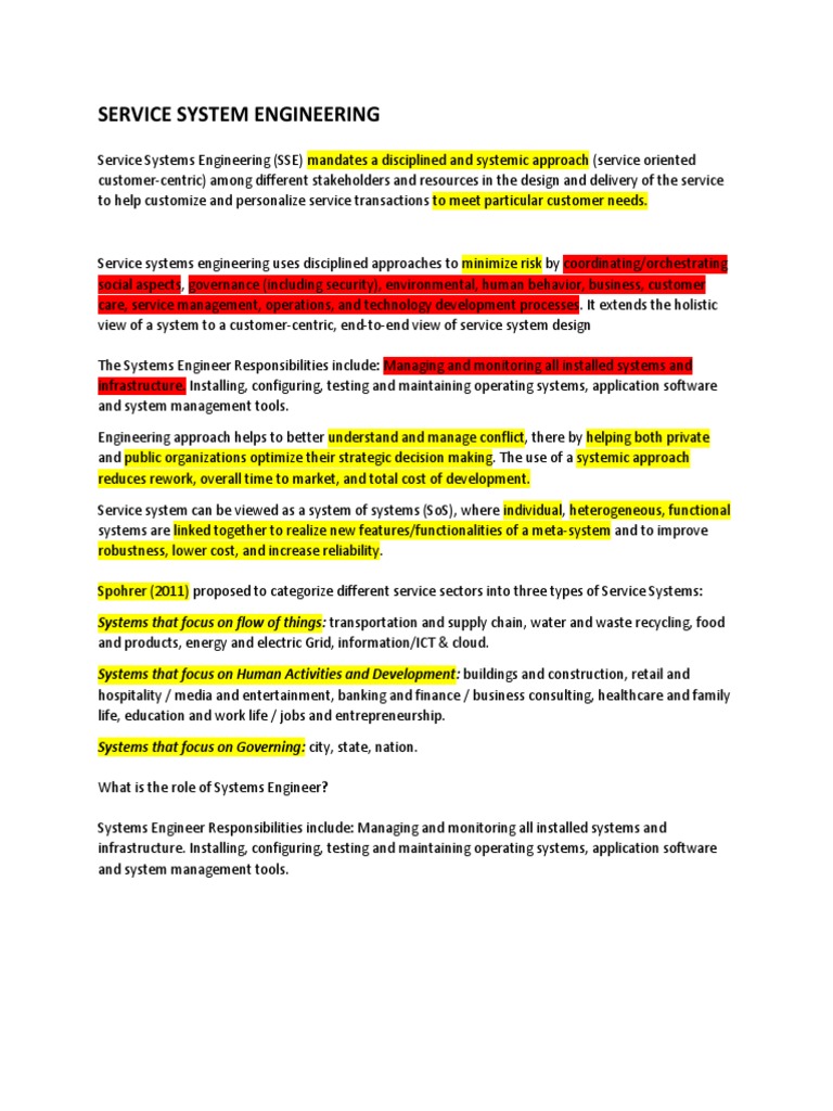 Service System Engineering | PDF | Engineering | Systems Engineering