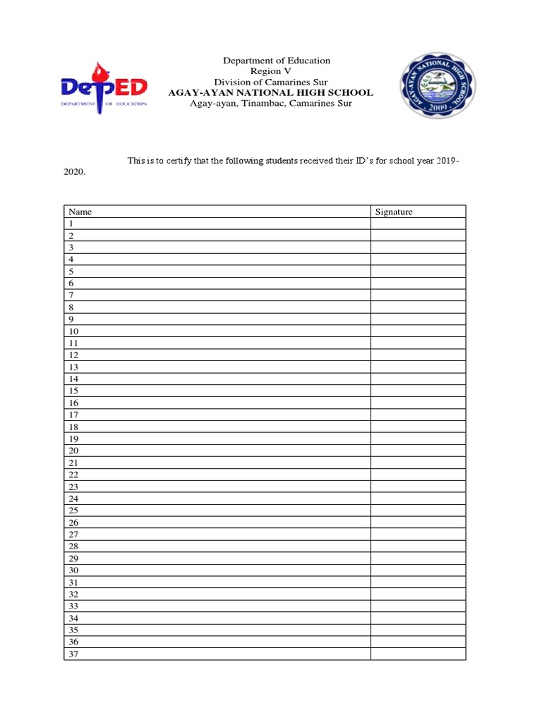 Student ID Certification 2019-2020 | PDF