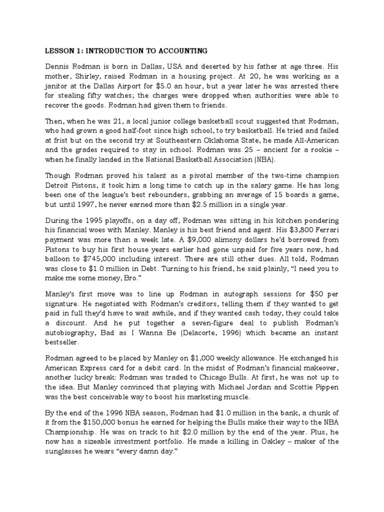 LESSON 1: Introduction To Accounting | PDF | Accounting | Business