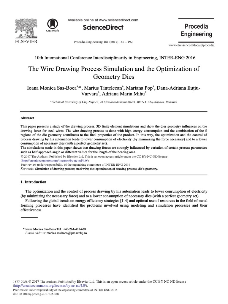 The Wire Drawing Process Simulation and The Optimization of Geometry ...