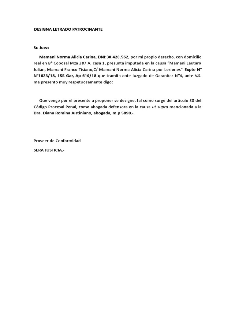 Designa Letrado Patrocinante | PDF