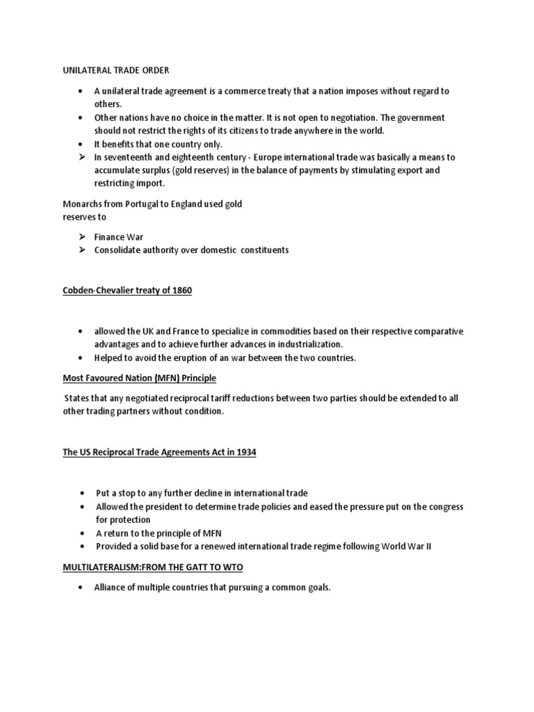 Unilateral Trade Order | Download Free PDF | Most Favoured Nation ...