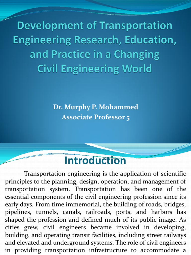 1 Development of Transportation Engineering Research Education | PDF ...