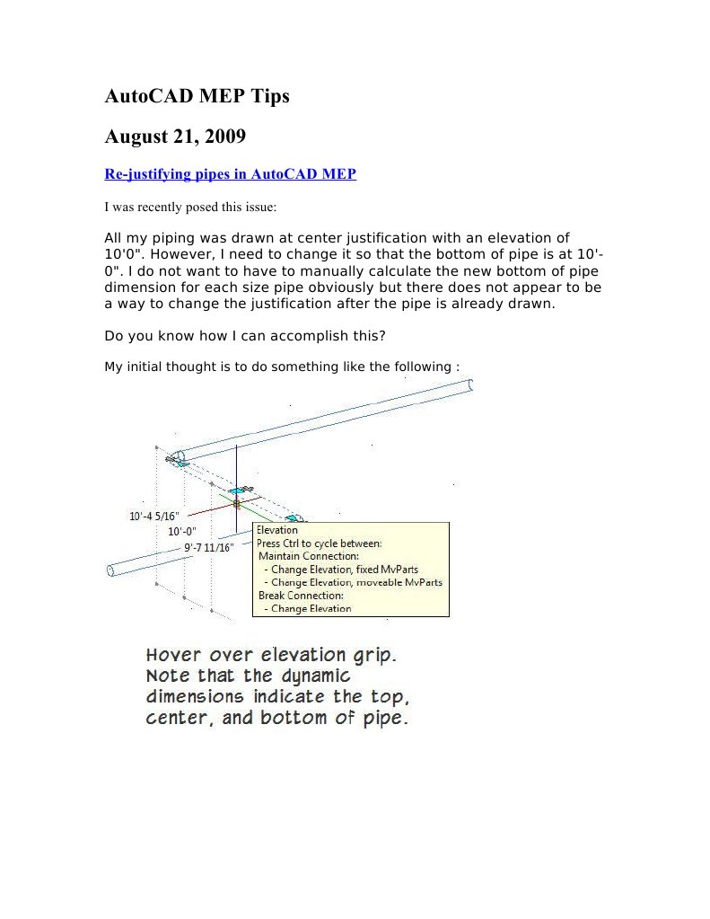AutoCAD MEP Pipe Justification Tips | PDF