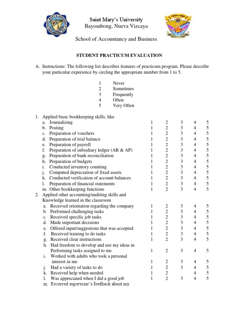 Evaluation Form | PDF | Bookkeeping | Accounting