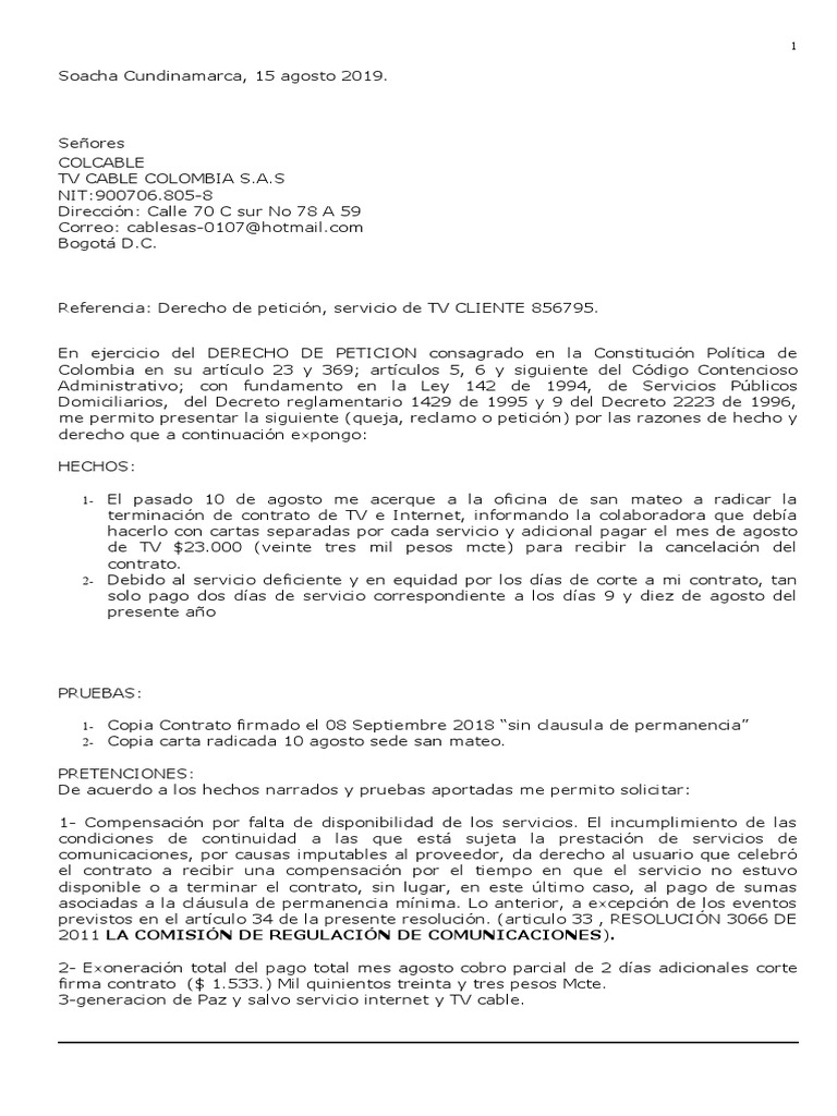 Colcable - 900551084-7 TV | PDF | Petición | Gobierno