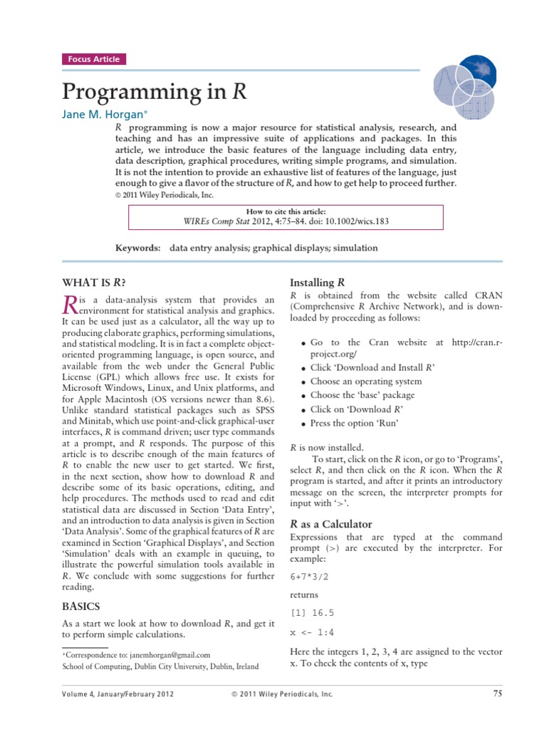 Programming in R | PDF | R (Programming Language) | Skewness