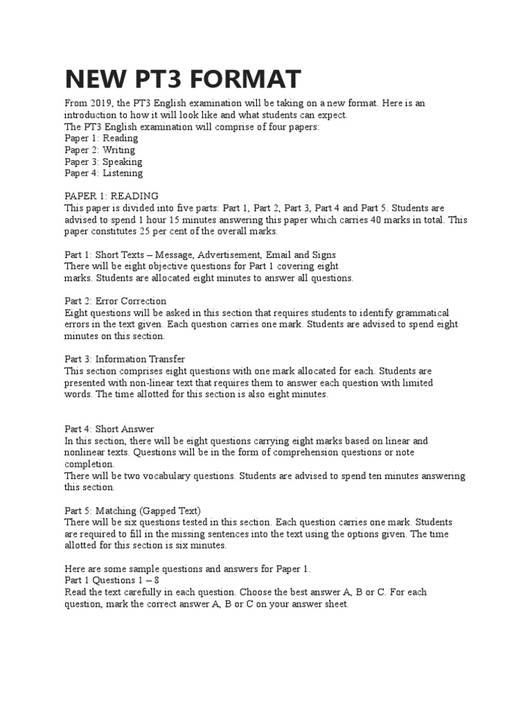 PT3 English New Format | PDF | Fat | Dietary Fiber