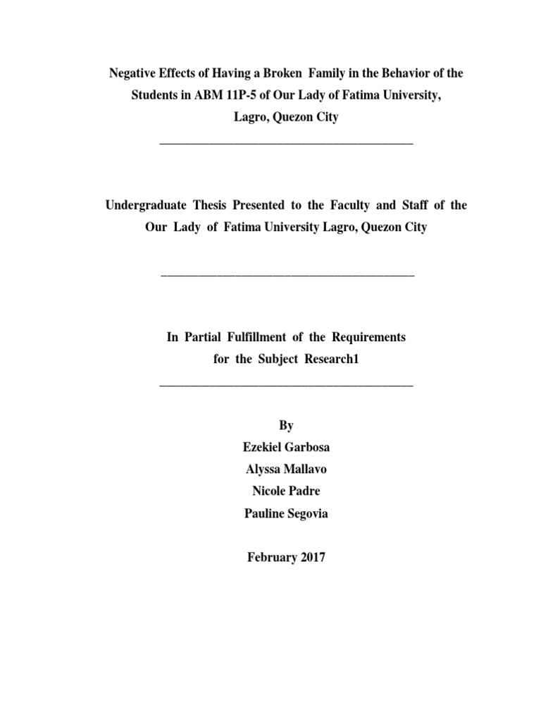 Thesis | PDF | Divorce | Single Parent