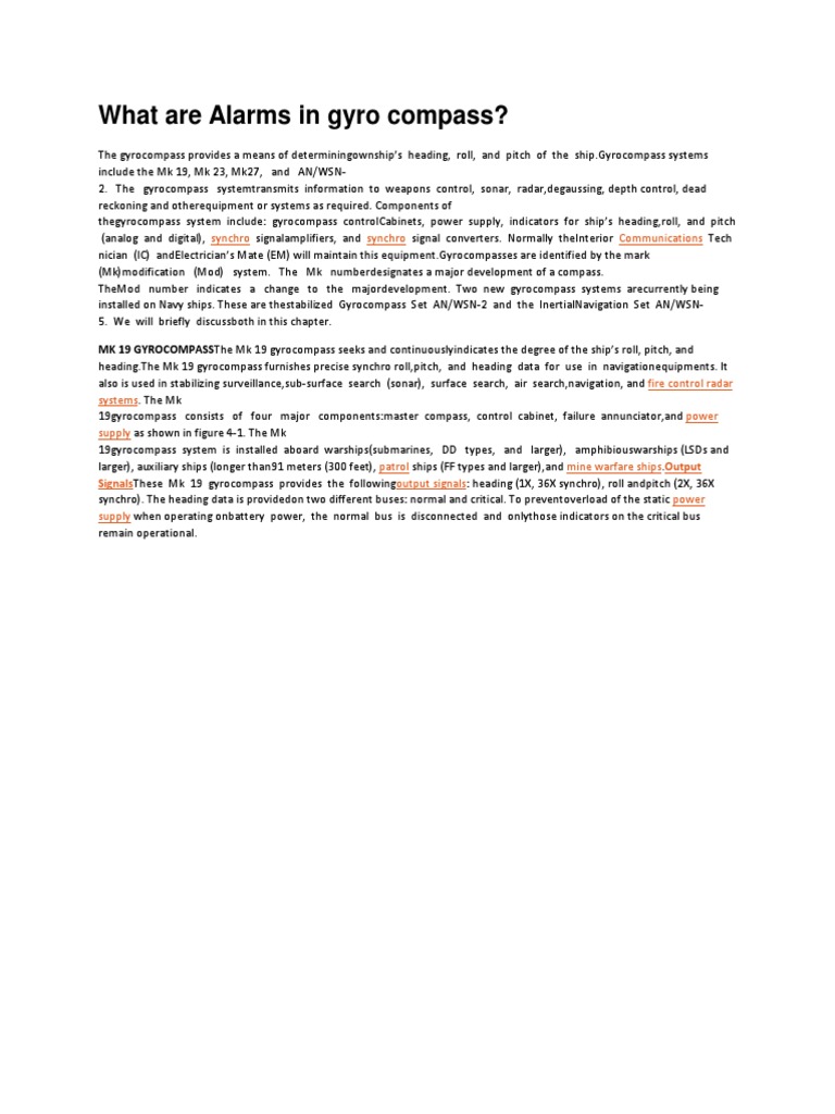 What Are Alarms in Gyro Compass?: Synchro Synchro Communications | PDF