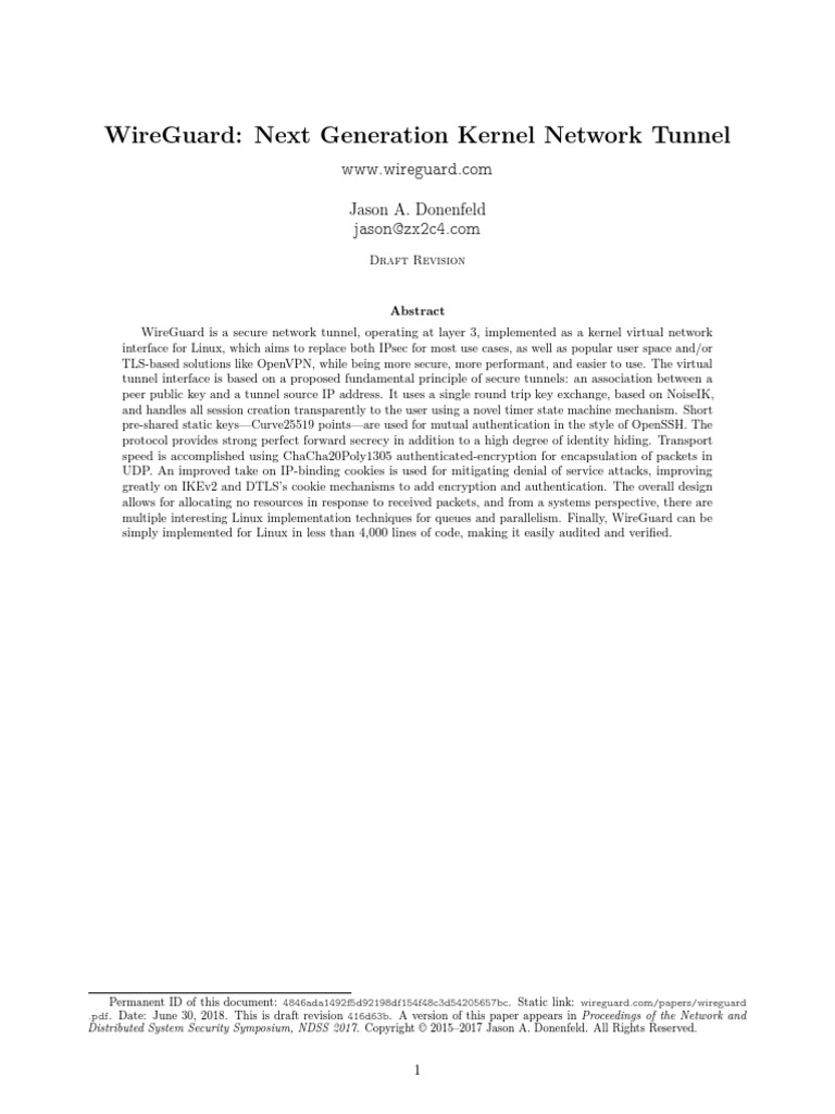 WireGuard: Next Generation Kernel Network Tunnel | PDF | Ip Address | Internet Protocols