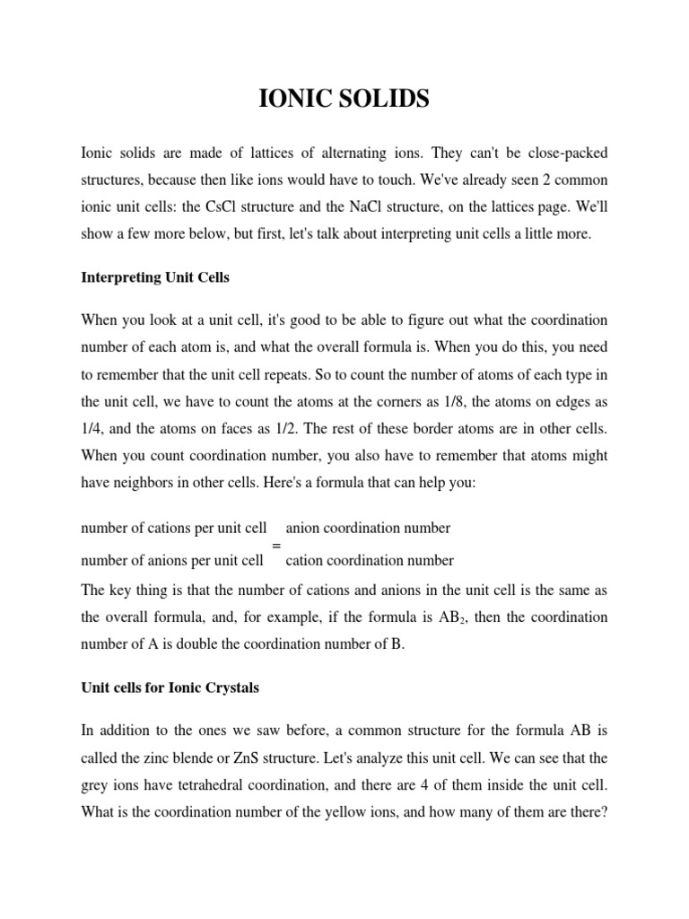 Ionic Solids | PDF | Ionic Bonding | Ion