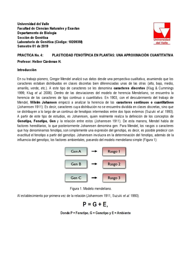 PRÁCTICA 4. Plasticidad Fenotípica en Plantas Corregida | PDF | Fenotipo | Heredabilidad