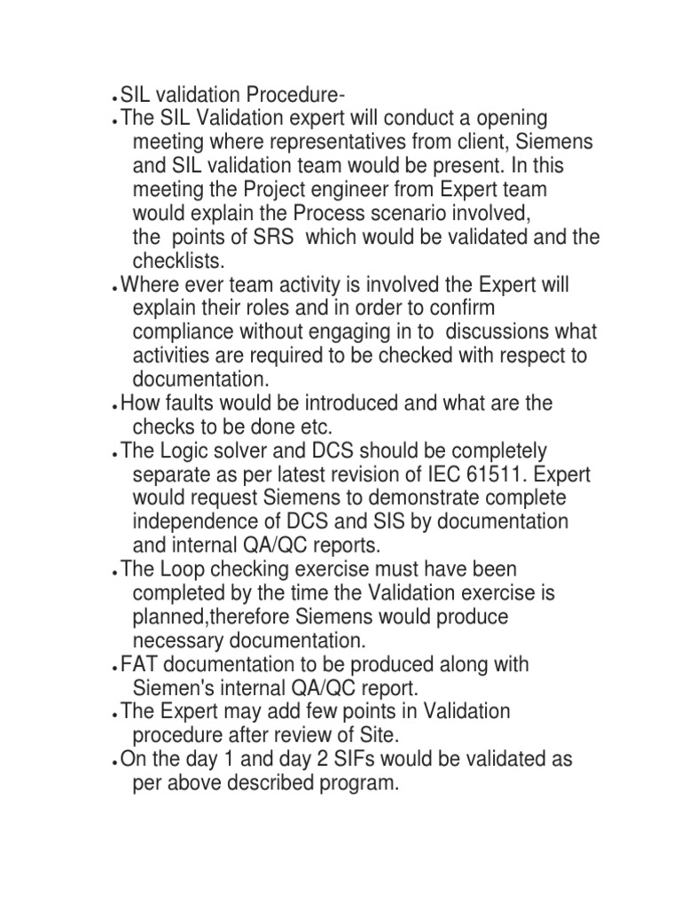 SIL Validation Process Guide | PDF | Finance & Money Management ...