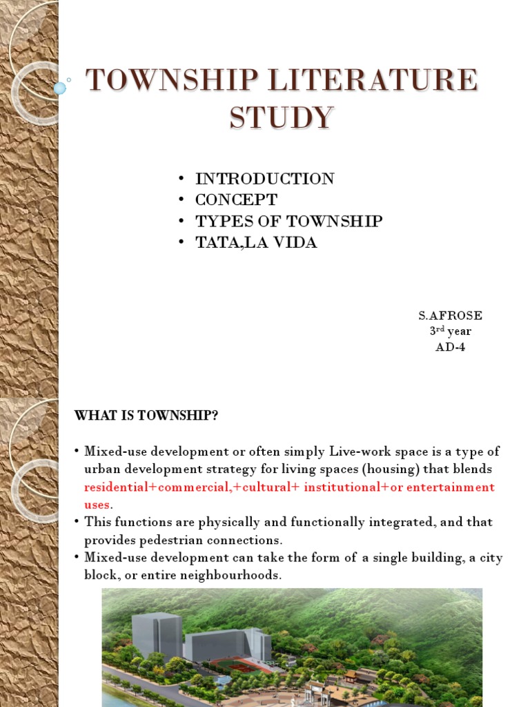 Township Literature Study: - Concept - Types of Township - Tata, La ...