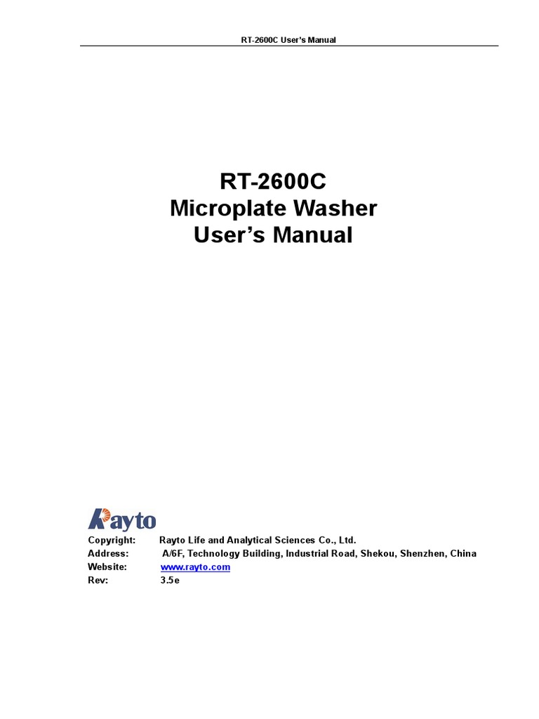 Lavador de Placas Elisa RT 2600c Manual | PDF | Vacuum Tube | Electrical Connector