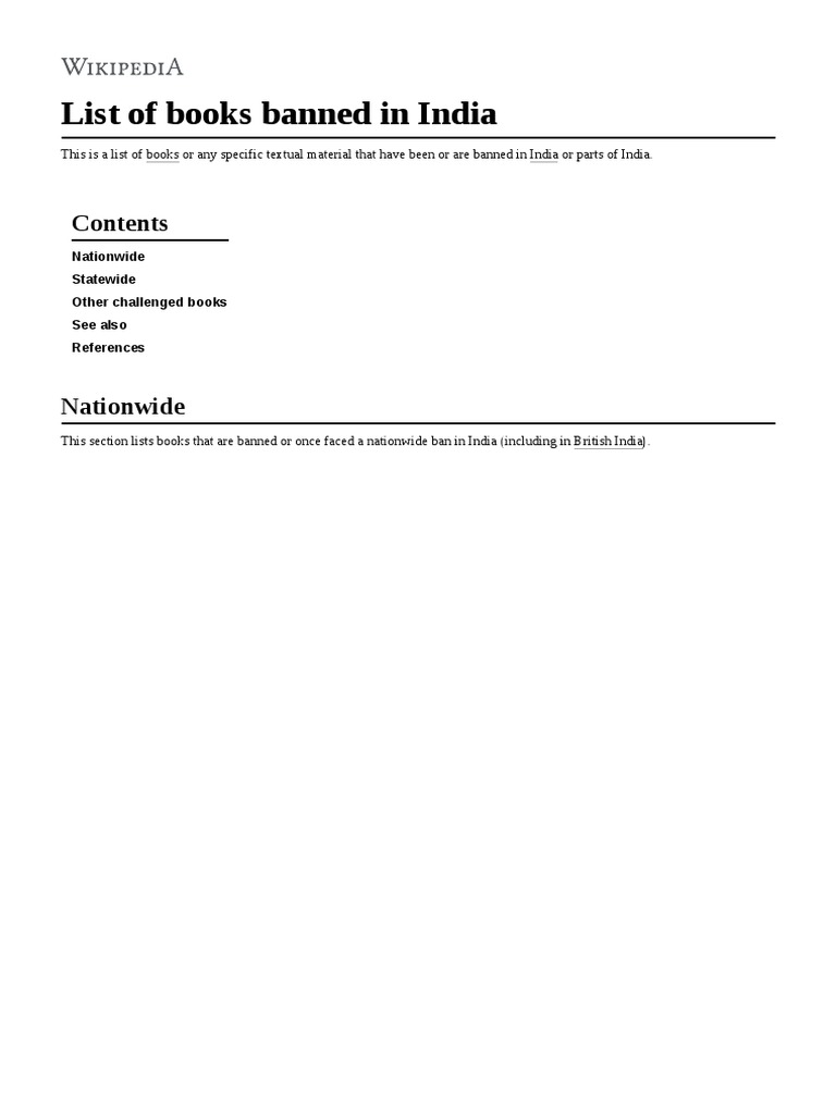 List of Books Banned in India | PDF | Religion And Belief