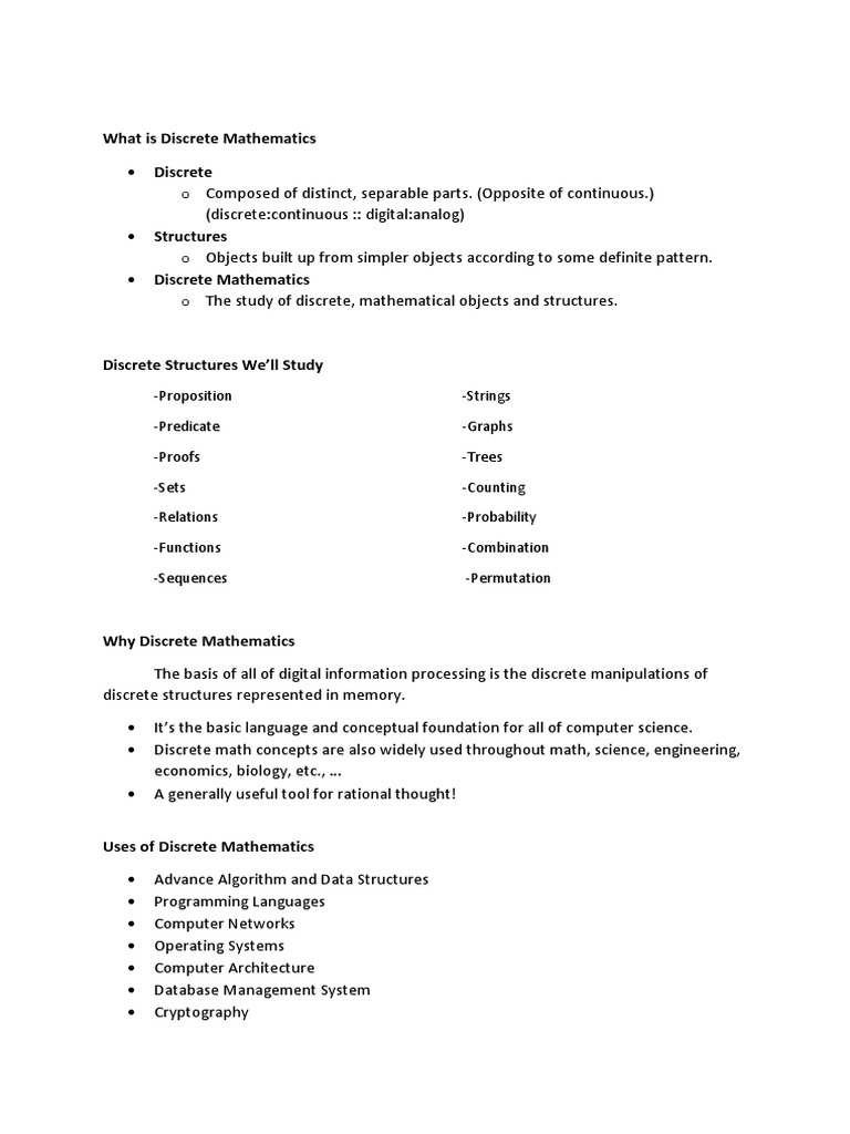What Is Discrete Mathematics Discrete | PDF | Discrete Mathematics ...