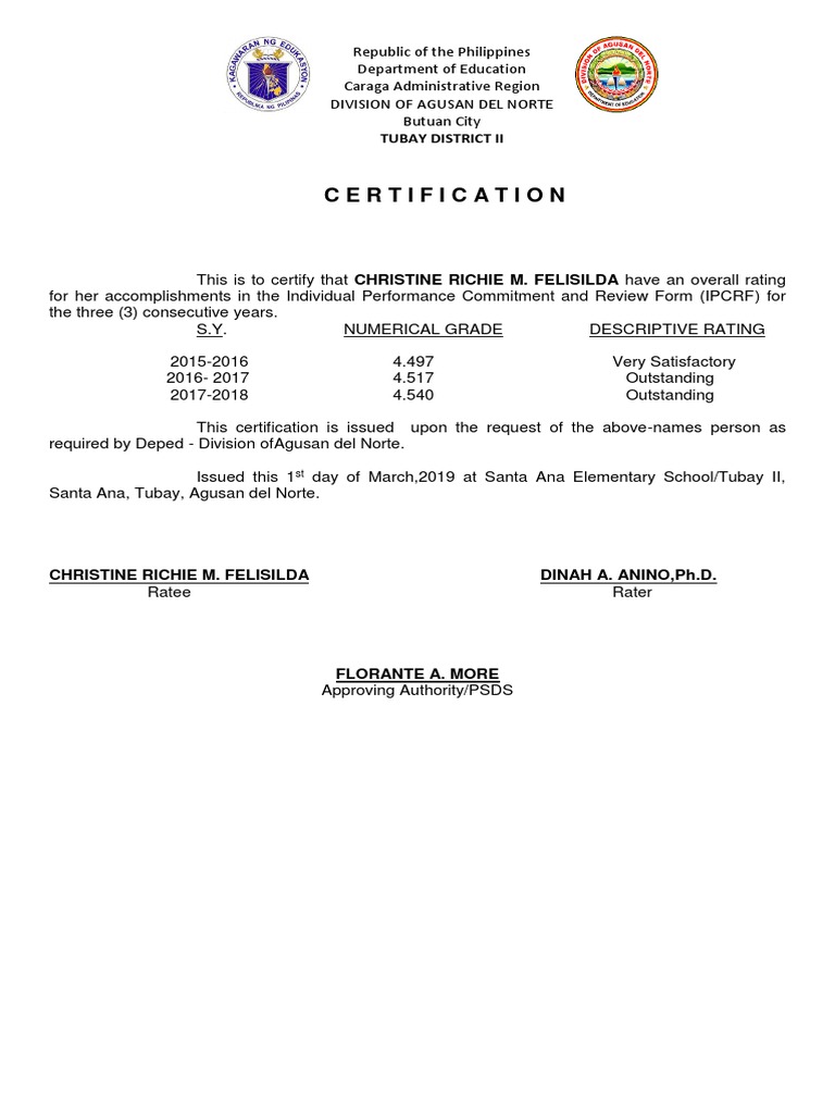 Ipcrf Certification | PDF