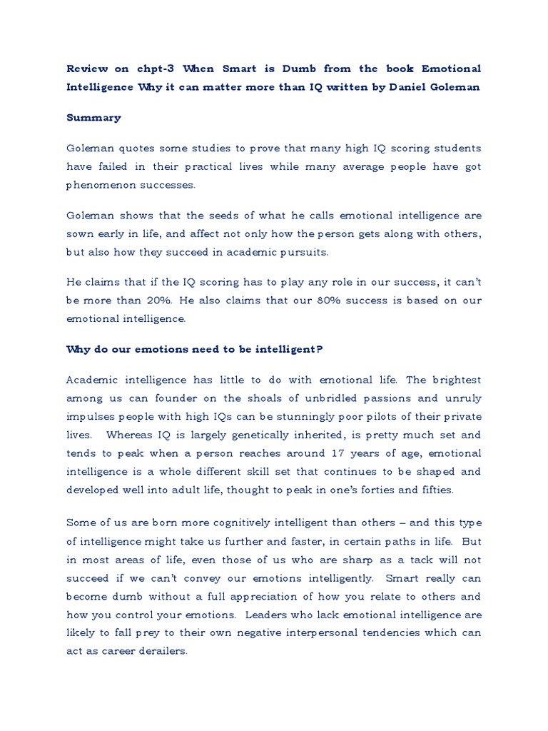 Emotional Intelligence - When Smart Is Dumb | PDF | Emotional ...