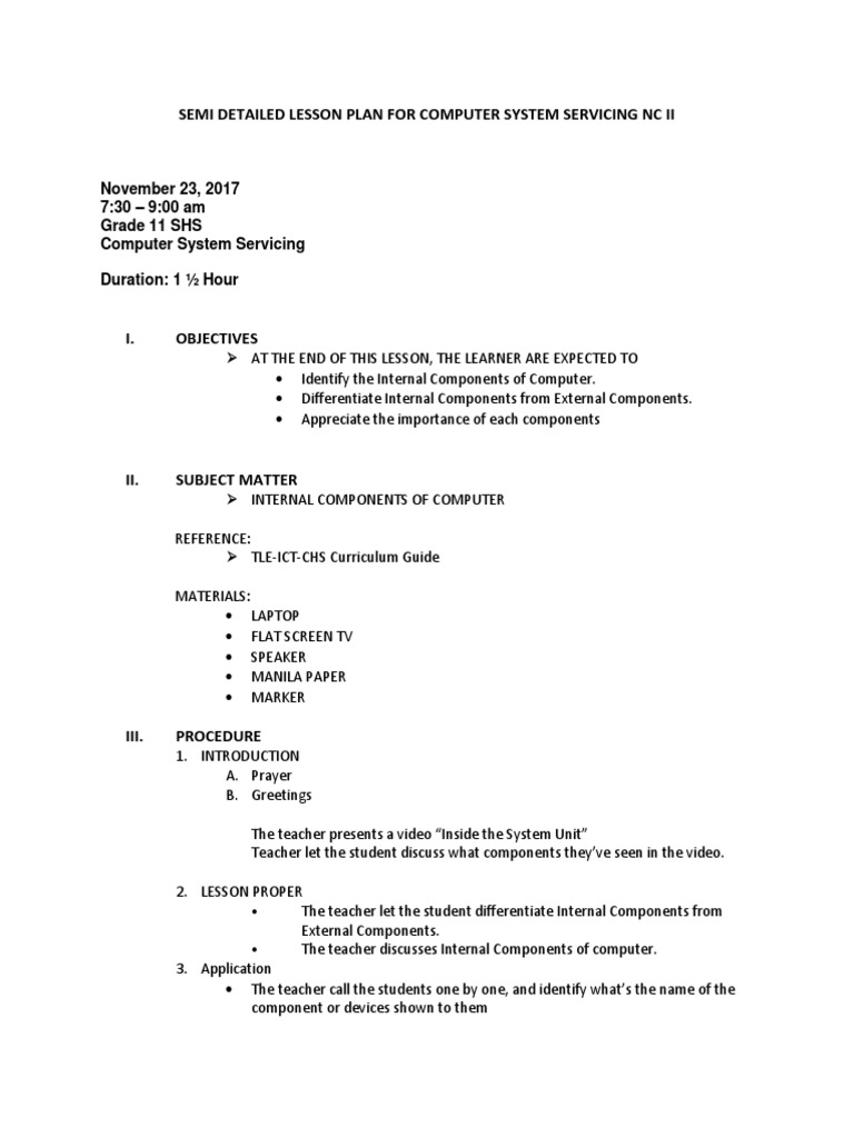 17 Internal Components Of Computer Pdf Lesson Plan Behavior