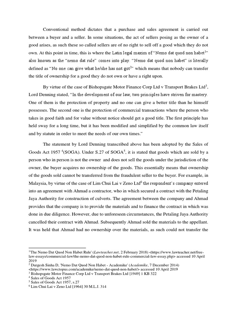 Nemo Dat Rule | PDF | Ownership | Sales