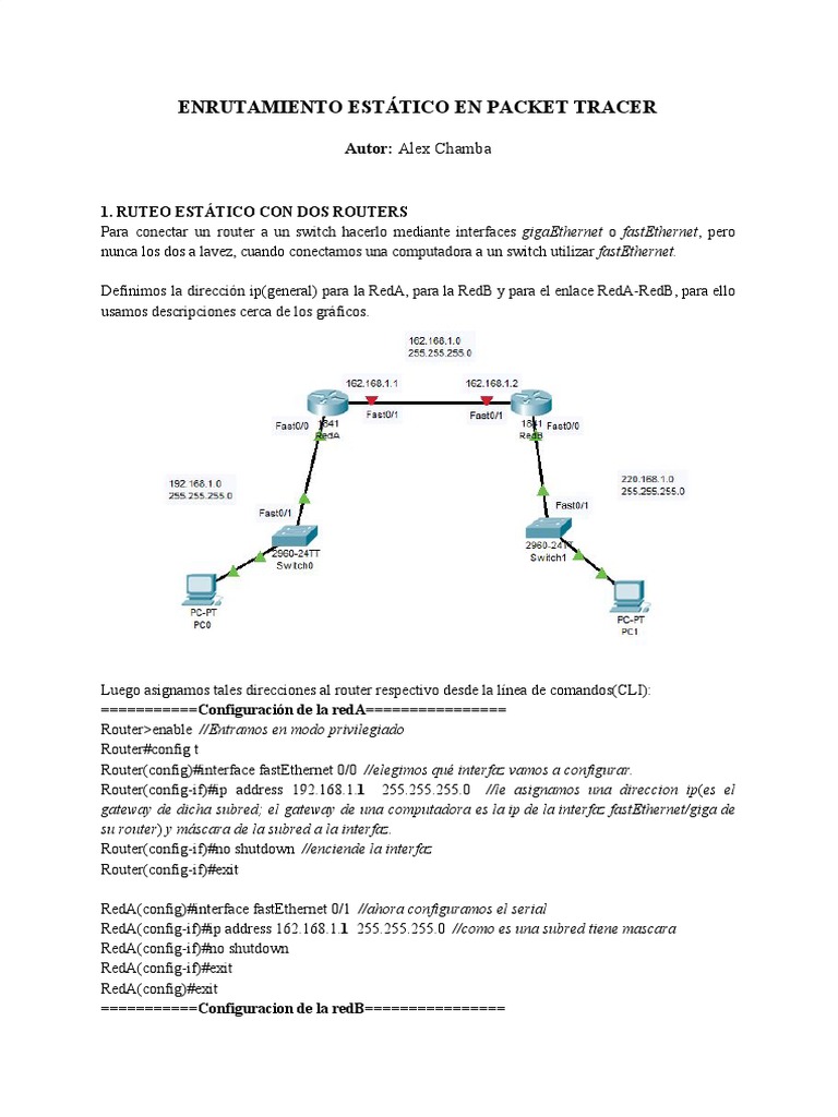 Tutorial Packet Tracer V1 | PDF | Dirección IP | Enrutador (Computación)