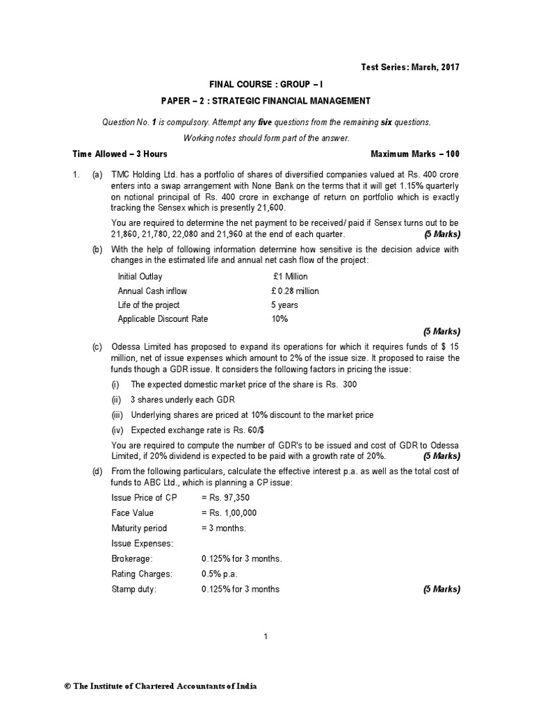 Question No. 1 Is Compulsory. Attempt Any Five Questions From The ...