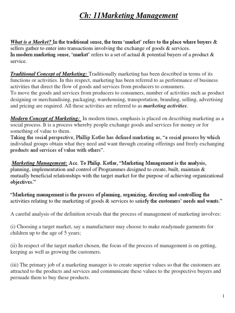 Chapter 11 Marketing Management | PDF | Sales | Marketing